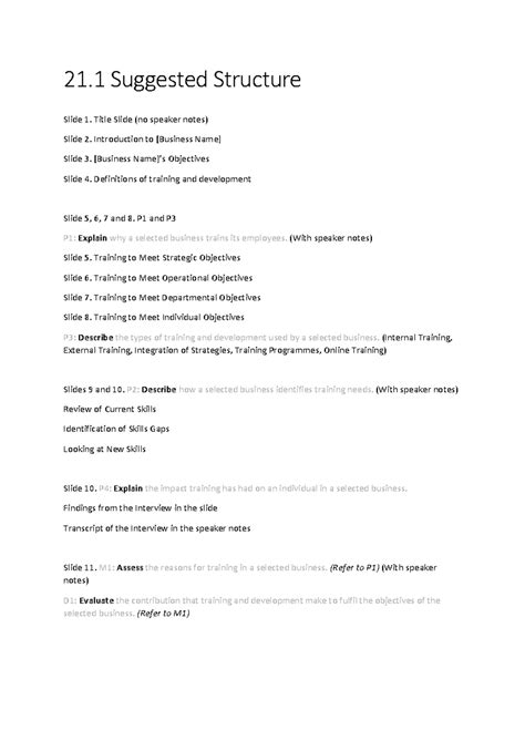 211 Suggested Structure 21 Suggested Structure Slide 1 Title Slide