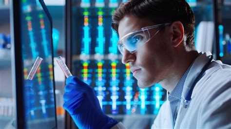 Scientist Holding Dna Sample With Results Professional Researcher In