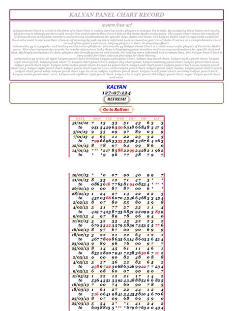 Kalyan Panel Chart Satta Matka Pdf