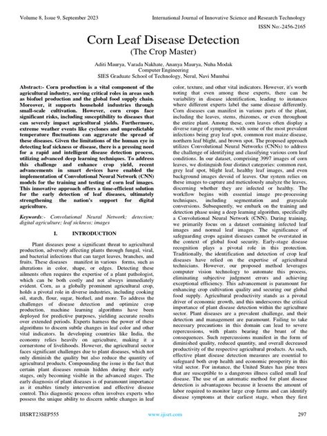 Corn Leaf Disease Detection The Crop Master Pdf