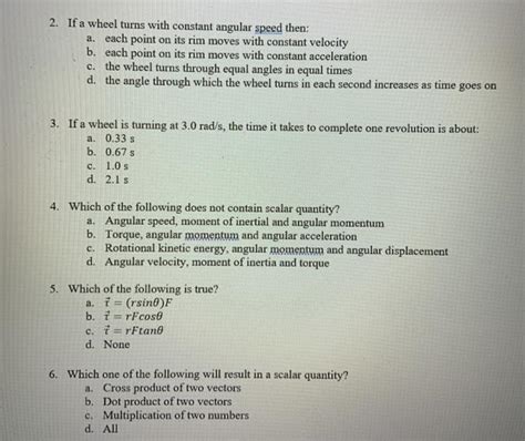solved 2 if a wheel turns with constant angular speed then