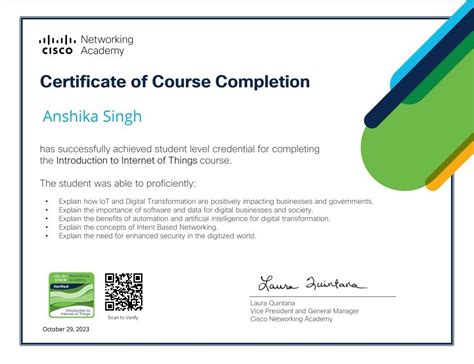 Iot Cisconetworkingacademy Cisco Ciscocertification Anshika Singh