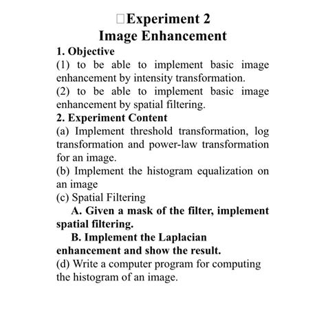 solved experiment 2 image enhancement 1 objective 1 to be