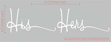 Master Bedroom Décor His Hers Cursive Art Wall Decals Bathroom Stickers White