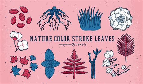 Leaves And Plants Nature Elements Set Vector Download