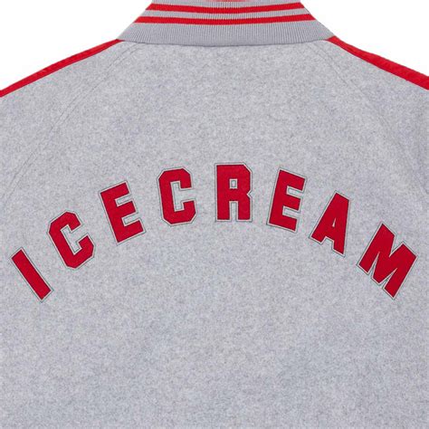 Gray Red Icecream Cones And Bones Varsity Jacket Jacket Makers