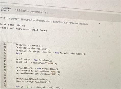 Solved Feed Challenge Activity 1252 Basic Polymorphism