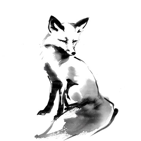8 Sumi Ink Fox Clipart Printable Sumi Ink Art Drawing High Quality S Digital Download