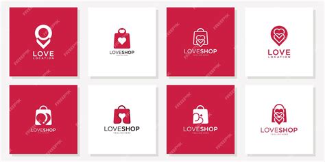 Premium Vector Love Shop Collection Logo Designs Template Bag
