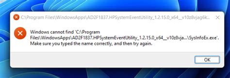 Hp System Event Utility Error Showing File Not Found Hp Support