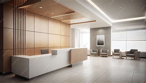 Premium Photo A Rendering Of A Hotel Lobby With A White Reception