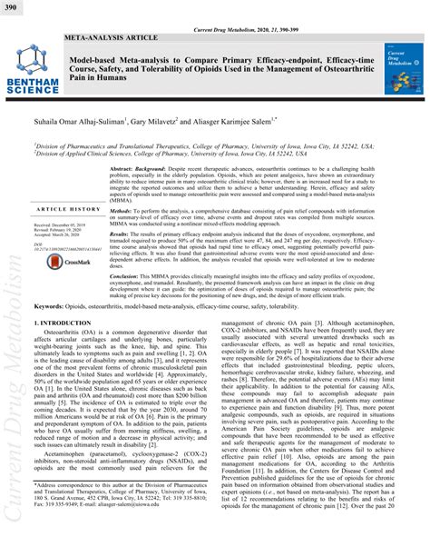 Pdf Model Based Meta Analysis To Compare Primary Efficacy Endpoint Efficacy Time Course
