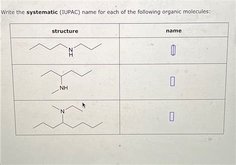Solved Write The Systematic Iupac ﻿name For Each Of The