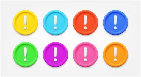 Premium Vector Exclamation Button 3d Icon Set Realistic Error Sign