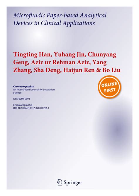 Pdf Microfluidic Paper Based Analytical Devices In Clinical Applications