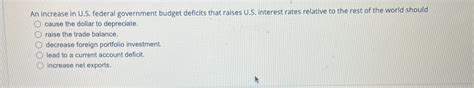 Solved An Increase In Us ﻿federal Government Budget