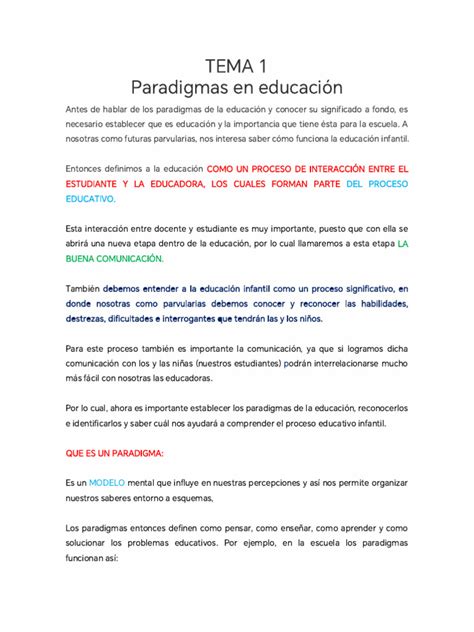 Tema 1 Los Paradigmas En Educación Pdf
