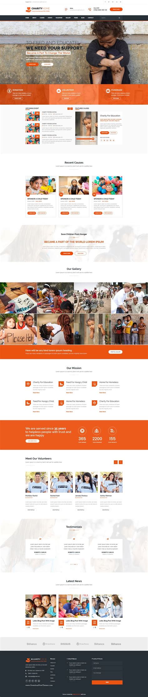 Charity Home Responsive HTML Template For Fund Raising Nonprofit Website Design Charity