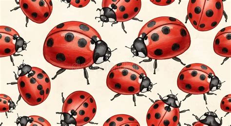 Ladybugs Pattern On White Background Illustration Stock Illustration