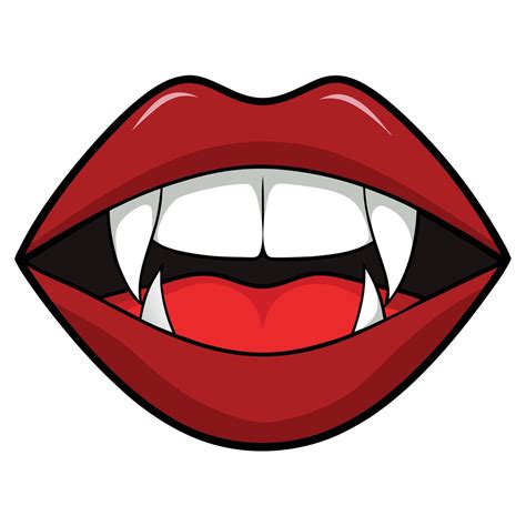 Cartoon Vampire Mouth With Sharp Fangs And Red Lips Illustration