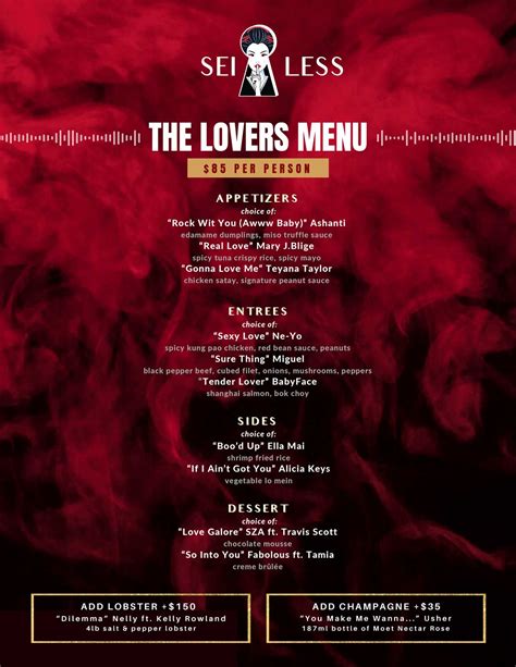 Nyc Restaurant Honors Randb Artists With The Lovers Menu