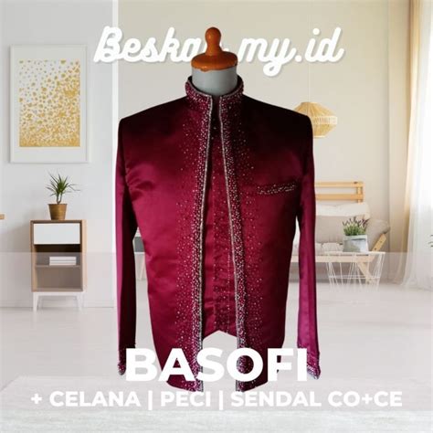 Basofi Muslim Bahan Bridal Premium Jas Pengantin Pria Muslim Basofi