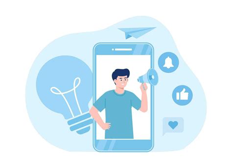 Man Is Promoting Content Concept Flat Illustration 27729246 Vector Art