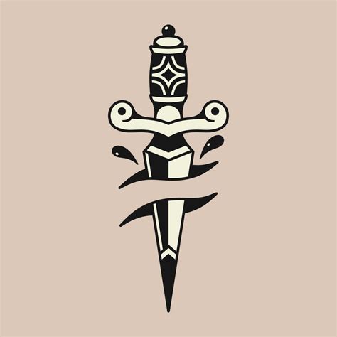 Traditional Dagger Tattoo Vector 41410811 Vector Art At Vecteezy