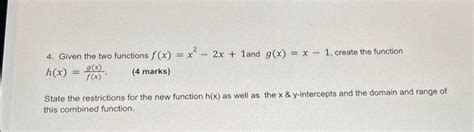 solved 4 given the two functions f x x2−2x 1 and g x x−1