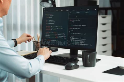 Smart It Developer Looking At Coding Program Application On Computer