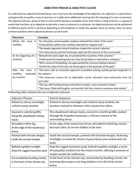 Use Of Adjective Phrases And Clausespdf