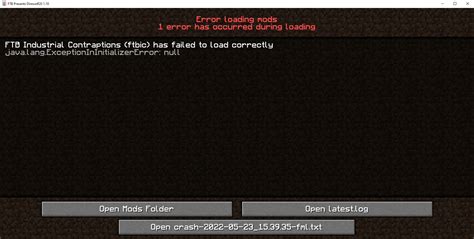 [bug] ftb industrial contraptions mod fails to load with error java