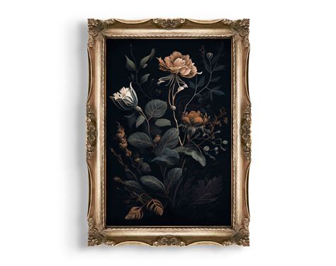 Bouquet Of Dark Flowers Dark Academia Decor Vintage Etsy