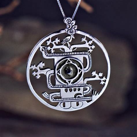 Mayan World Tree Pendant Silver