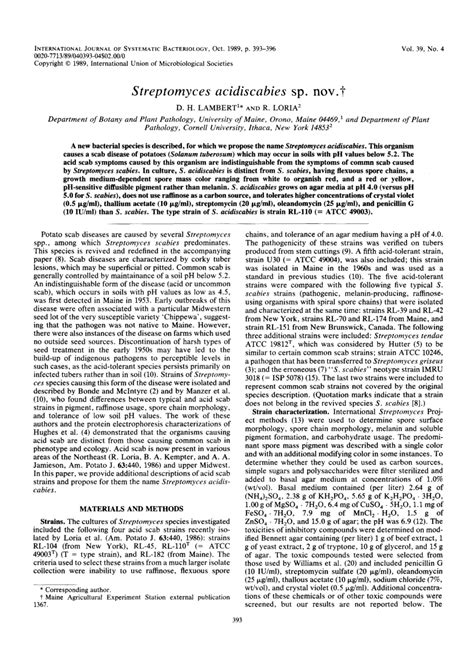 Pdf Streptomyces Acidiscabies Sp Nov