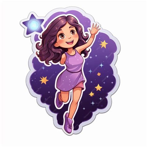 Premium Ai Image Cartoon Girl Flying In The Sky With A Star In Her