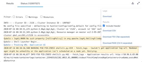 Download Results And Logs — Qubole Data Service Documentation
