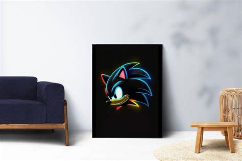 Abstract Sonic Digital Art Digital Download Cartoon Poster Wall Art Gamer Etsy