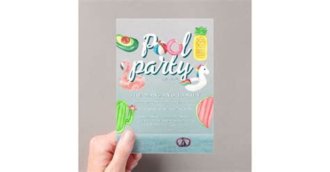 Fun Pool Floaties Pool Party Acrylic Invitations Zazzle
