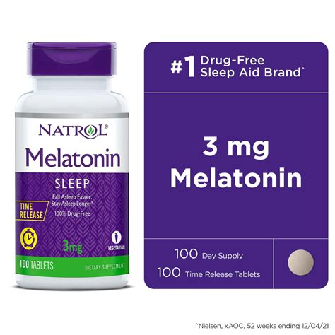 Natrol Melatonin Time Release 3mg 100 1x100 Tab Motion Supplements