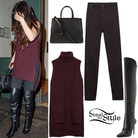 Selena Gomez Turtleneck Vest Black Jeans