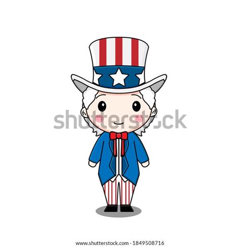 Cute Uncle Sam Vector Illustration Chibi Stock Vector Royalty Free