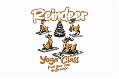 Reindeer Yoga Class Christmas Funny Graphic By Universtock · Creative