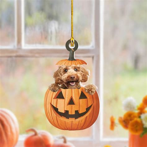 Personalized Cockapoo Dog Halloween Ornament Cockapoo Dog Pumpkin