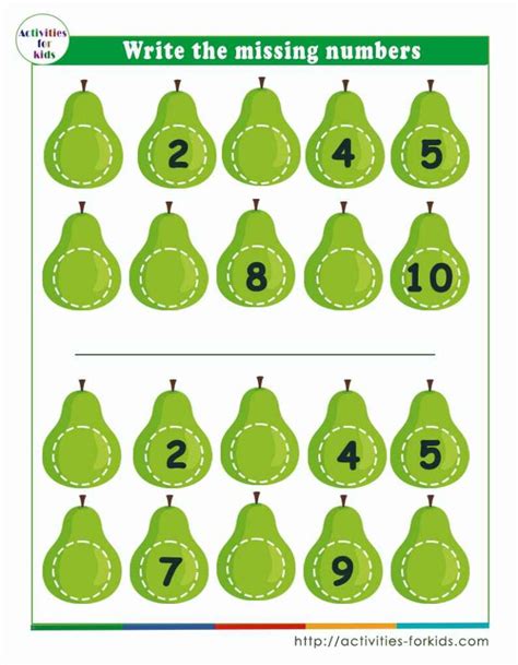 free printable write the missing numbers worksheet 1 10