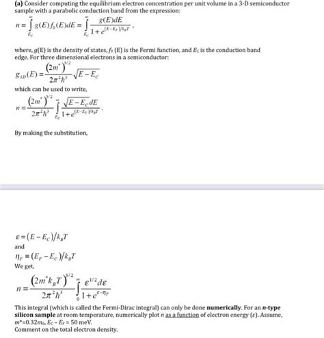 Solved A Consider Computing The Equilibrium Electron
