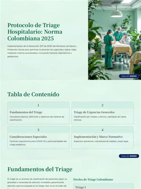 Protocolo De Triage Hospitalario Norma Colombiana 2025 Pdf Medicina