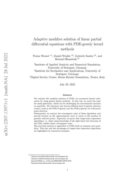 Adaptive Meshfree Solution Of Linear Partial Differential Equations