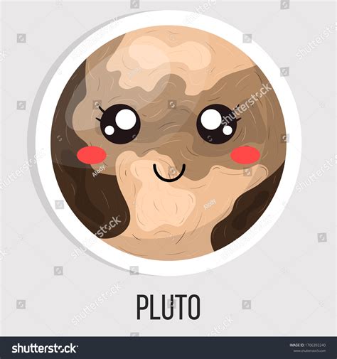 Cartoon Cute Pluto Planet Isolated On Stock Vector Royalty Free