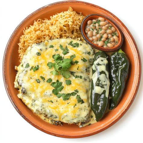 Plate Chile Relleno Casserole Cheesy Roasted Poblano Peppers Cheese